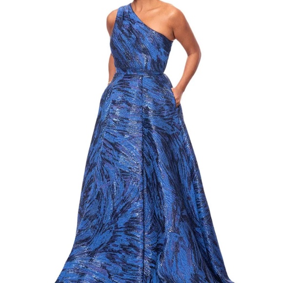 Xscape | Dresses | Xscape Brocade One Shoulder Sleeveless Side Pockets ...